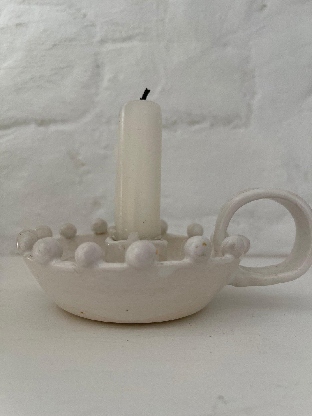 Handmade Ceramic Romantic Beaded Handheld Candle Holder - MuddyHeart