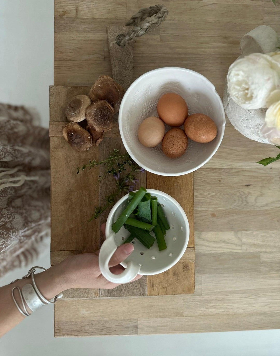 Handmade Ceramic Berry Bowl Handheld Colander - MuddyHeart