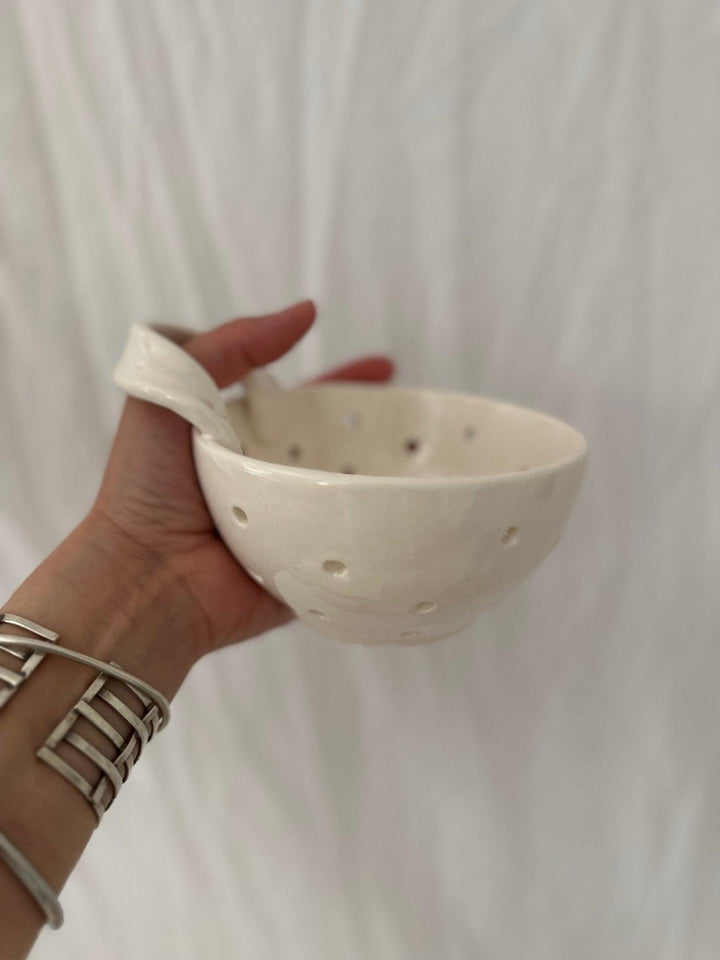 Handmade Ceramic Berry Bowl Handheld Colander - MuddyHeart